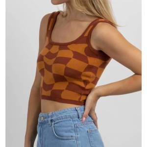 Bailey Rose | Tops | New Bailey Rose Checkered Knit Crop Tank In Rust | Poshmark